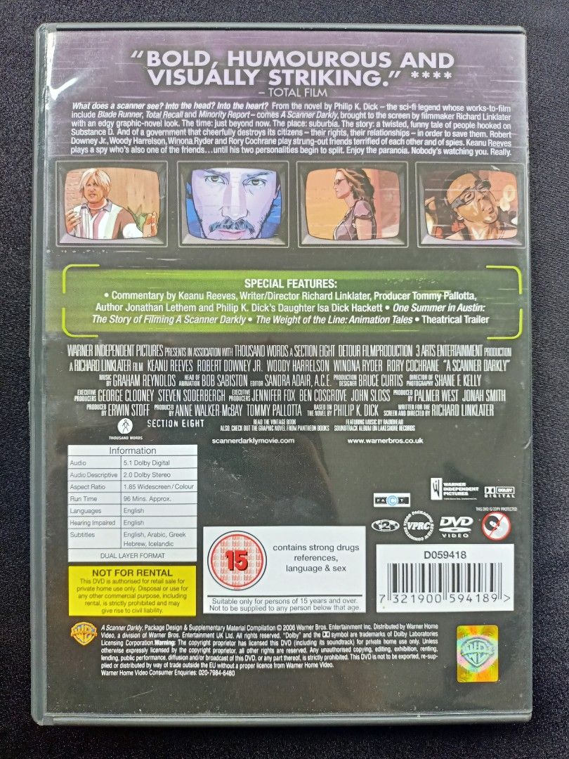 DVD A Scanner Darkly, Hobbies & Toys, Music & Media, CDs & DVDs on ...