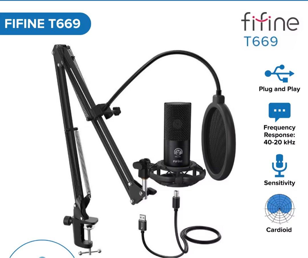 Fifine T669 Condenser USB Microphone, Audio, Microphones on Carousell