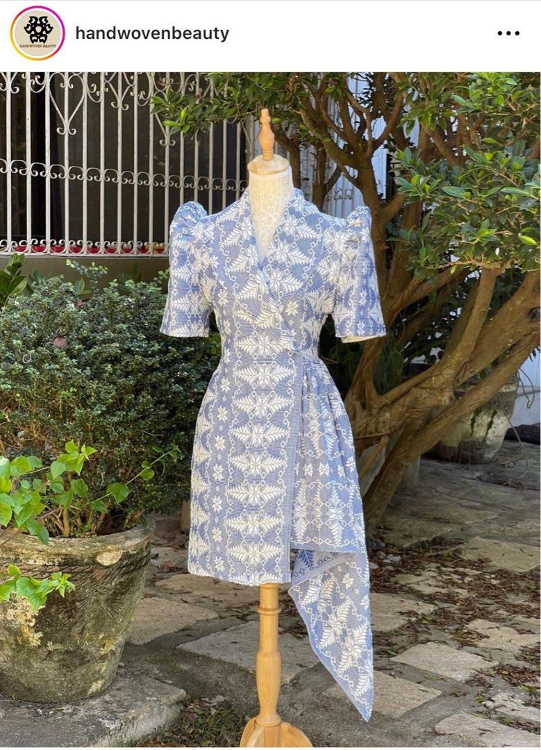 FOR RENT: BLUE INABEL HANDWOVEN FILIPINIANA MIDI DRES, Women's Fashion ...