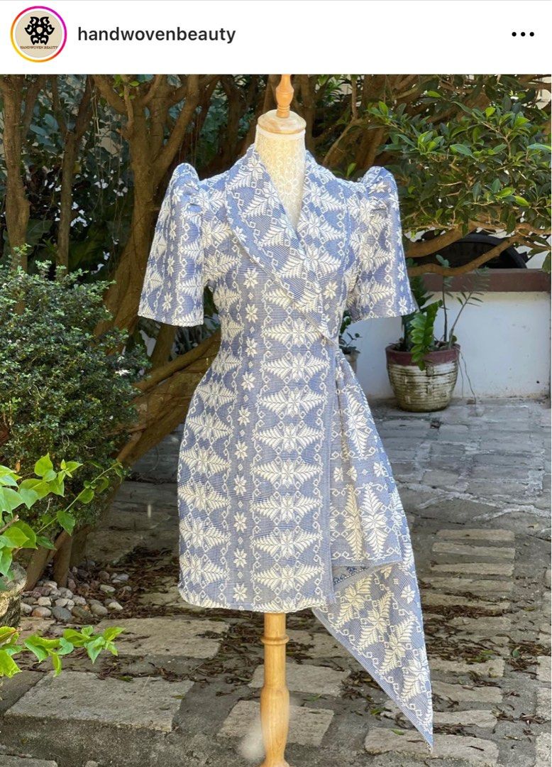 FOR RENT: BLUE INABEL HANDWOVEN FILIPINIANA MIDI DRES, Women's Fashion ...