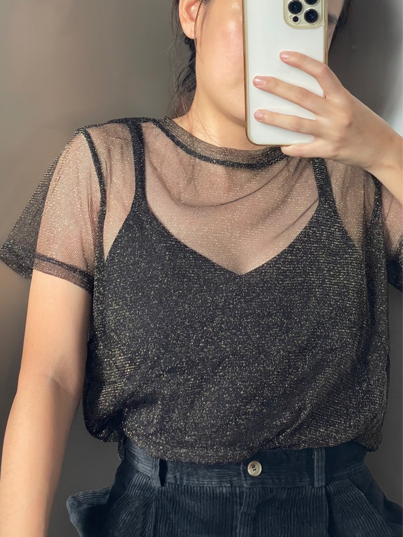 Forever 21 Glittery Mesh Top, Women's Fashion, Tops, Blouses on Carousell