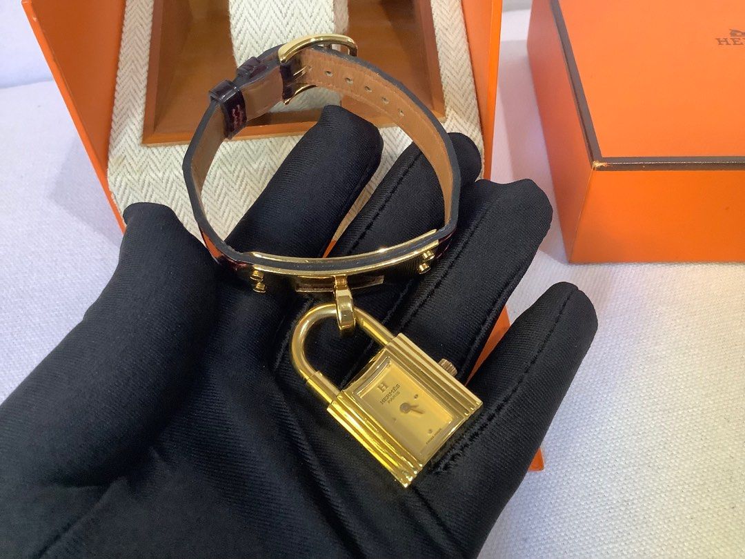 HERMES Kelly Watch Crocs leather strap authentic preloved, Luxury ...