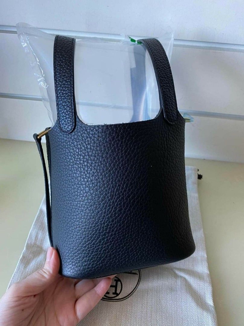 Hermes picotin 14 clemence mini bucket bag etoupe tan noir hermes ...