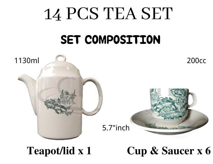 #Huat88 Kopitiam Tea set 14pcs Oldskool, Furniture & Home Living ...