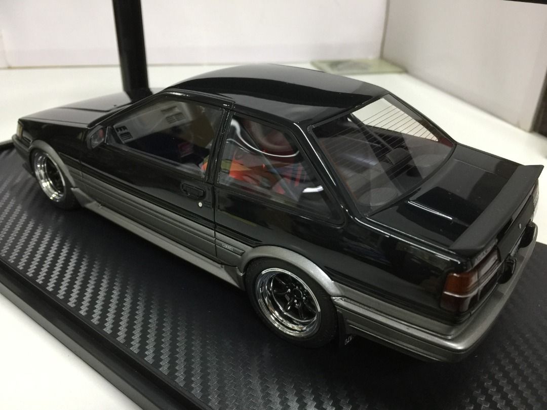 IGNITION MODEL IG 1/18 TOYOTA COROLLA LEVIN AE86 2-DOOR GT APEX BLACK SILVER (90556) (P15M-331 ...