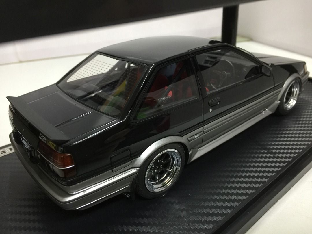 IGNITION MODEL IG 1/18 TOYOTA COROLLA LEVIN AE86 2-DOOR GT APEX BLACK SILVER (90556) (P15M-331 ...