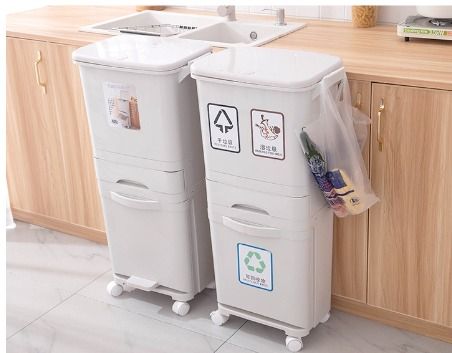Japanese Movable Trash Bin High capacity 42L Dustbin Rubbish Trash For ...