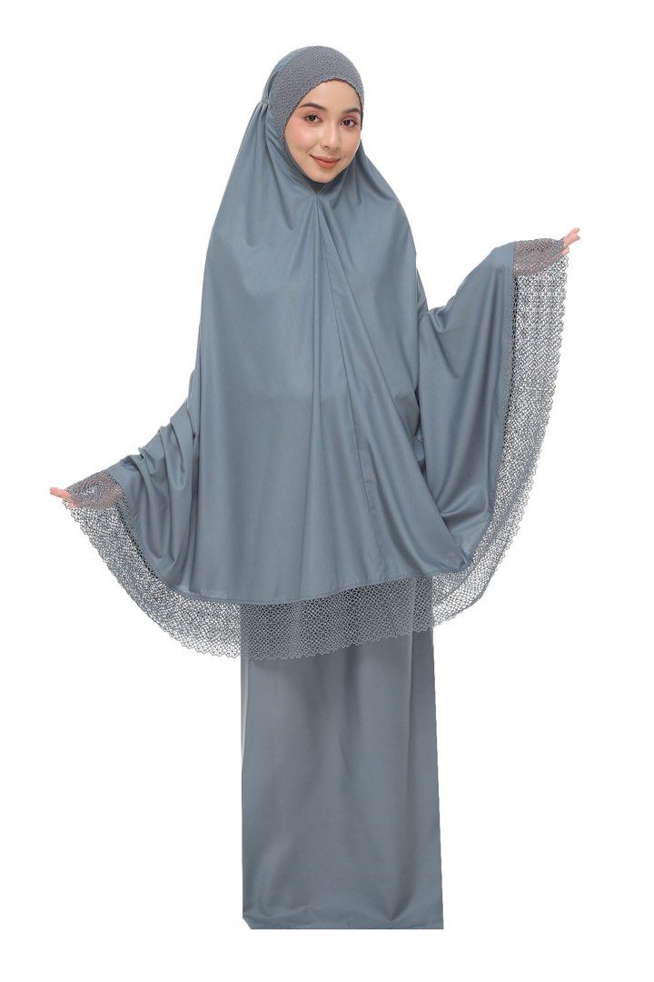 [LIMITED] ORIGINAL TELEKUNG SITI KHADIJAH | HARMONY MODISH LIAN LI IN ASH BLUE, Women's Fashion ...