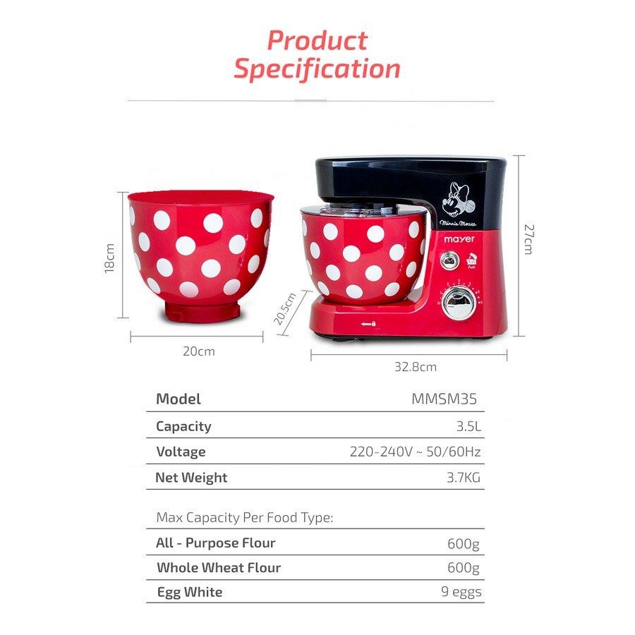 Mayer Disney Special Edition Minnie Mouse Stand Mixer 3.5L, TV & Home ...