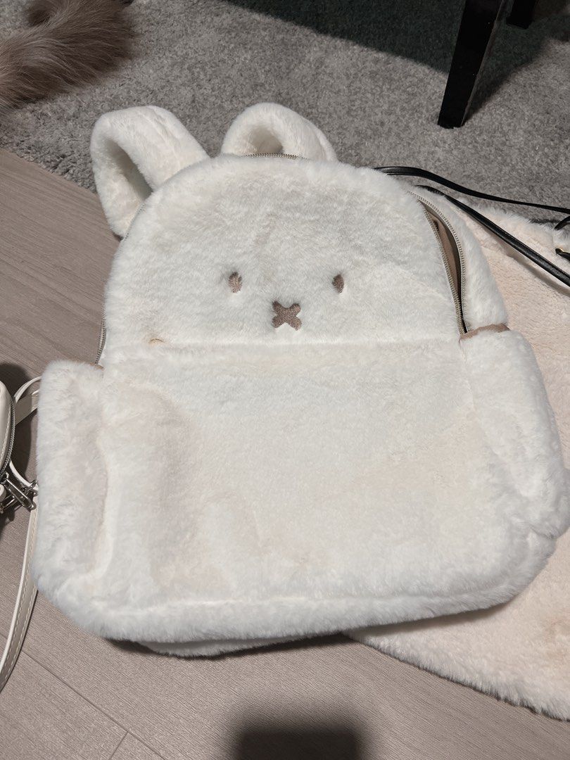 Miffy fluffy furry backpack, Women's Fashion, Bags & Wallets, Backpacks ...