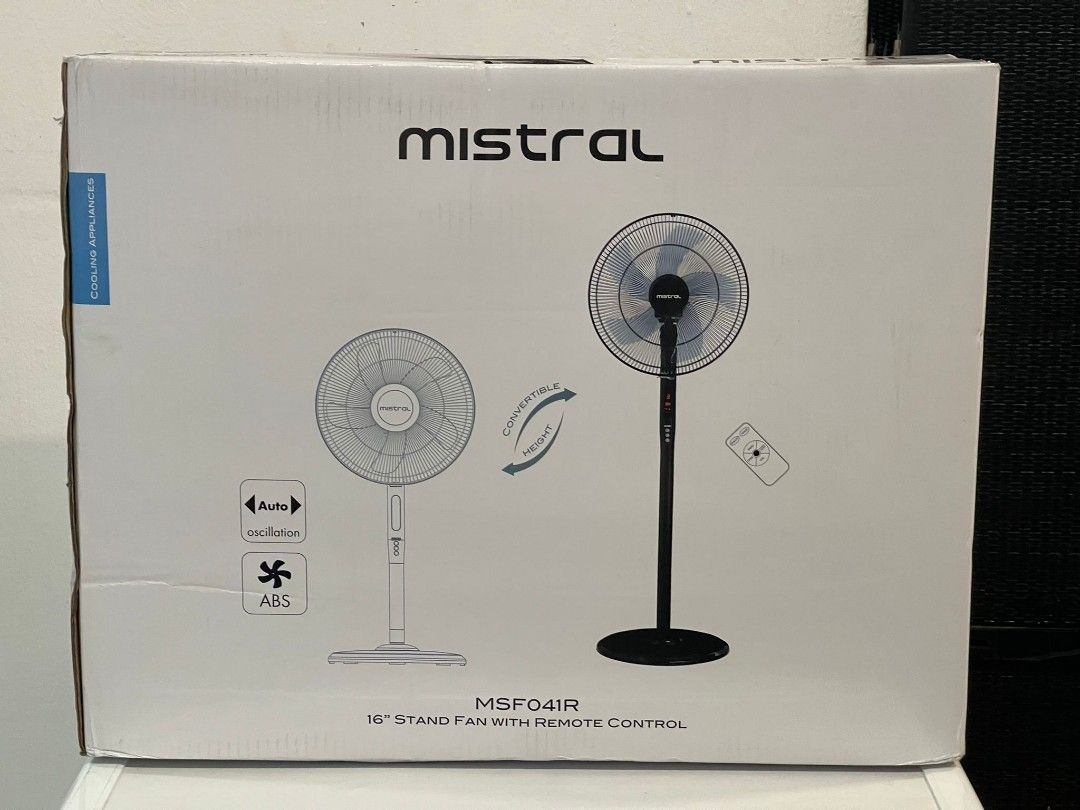 Mistral MSF041R Stand Fan with Remote Control, 16" Display Set ...