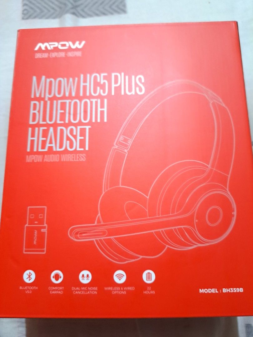Mpow HC5 headset with dongle, Audio, Headphones & Headsets on Carousell