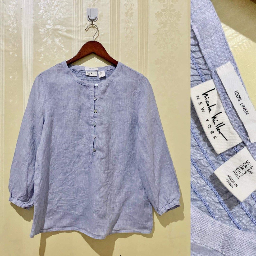 Nicole miller linen top, Women's Fashion, Tops, Blouses on Carousell