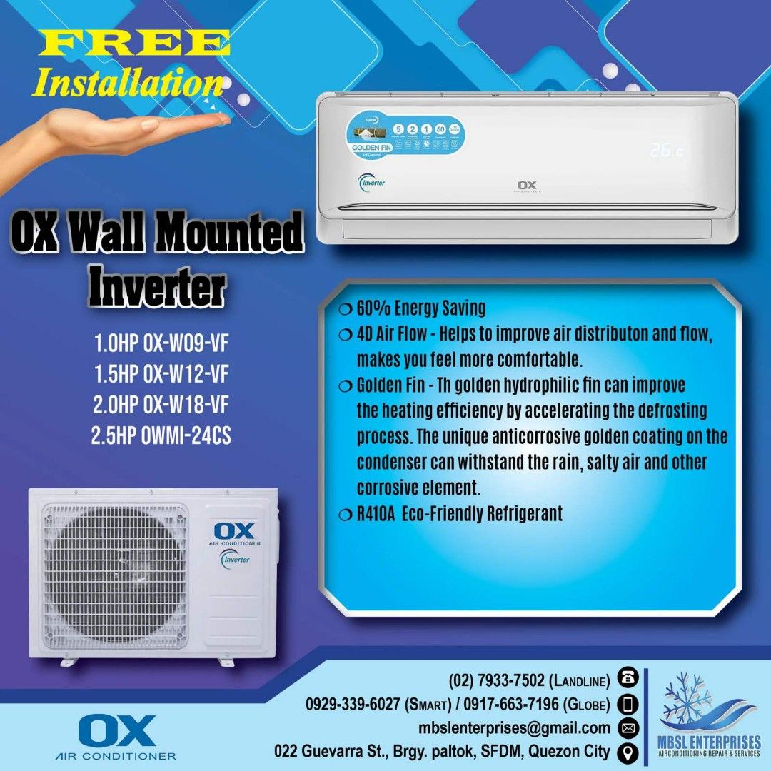 OX INVERTER AIRCON BRAND NEW WITH WARRANTY!, TV & Home Appliances, Air ...