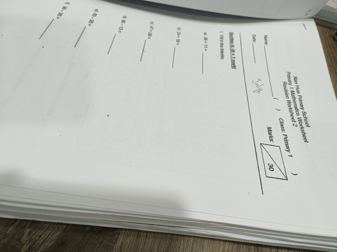 Past year math test papers primary one, Hobbies & Toys, Books ...