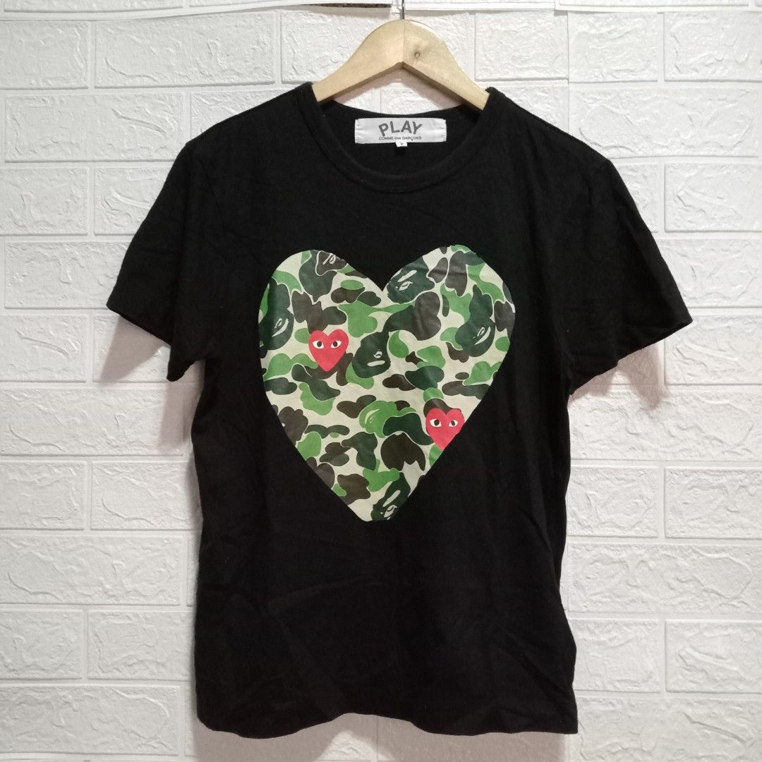 PLAY CDG x BAPE CAMOU, Women's Fashion, Tops, Shirts on Carousell