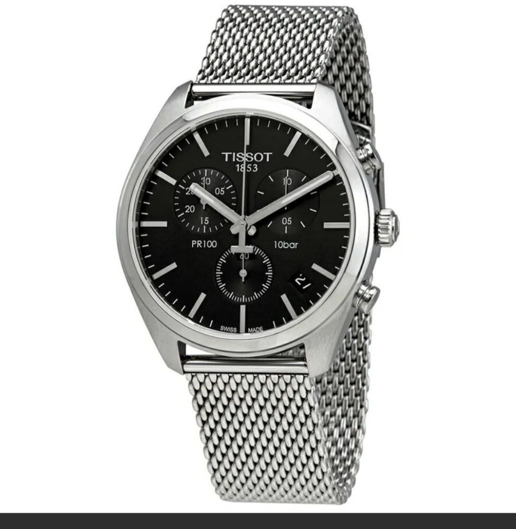 [Preloved] Swiss Made Tissot PR100 Chronograph Quartz Battery Mesh Bracelet 2020, Men's Fashion ...