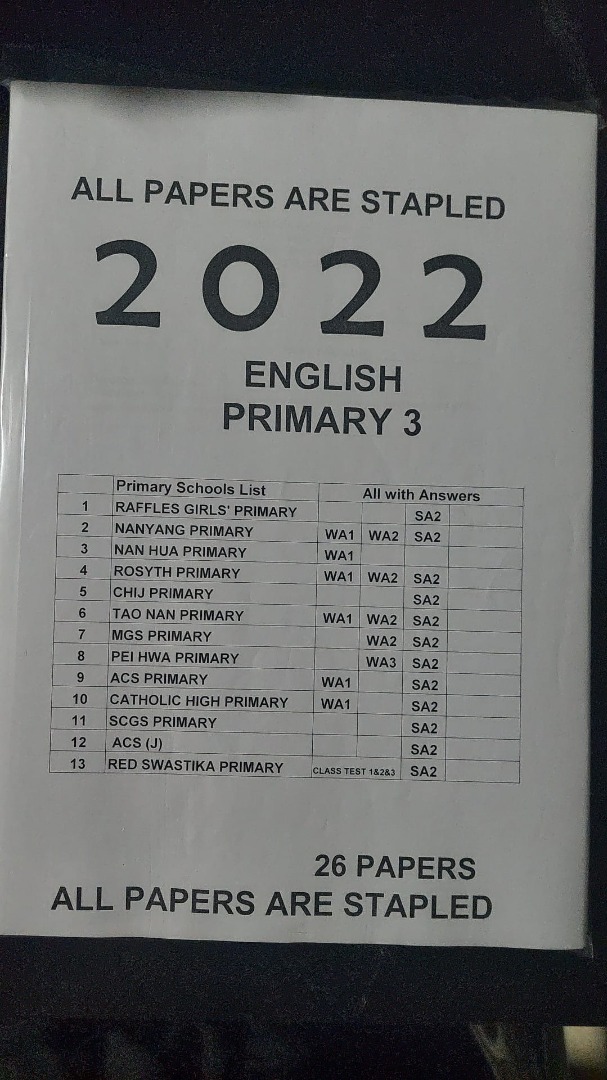 Primary 3 Past Year Exam Papers (Soft Copy only), Hobbies & Toys, Books ...