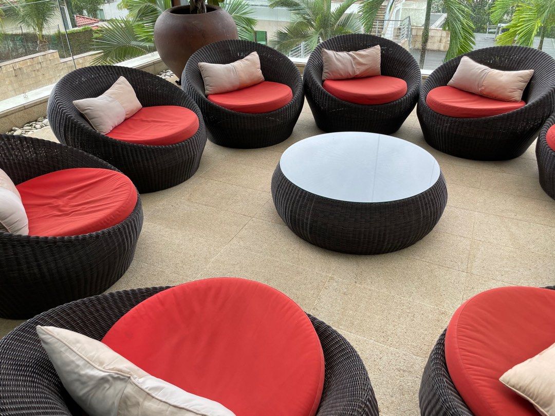 Round rattan outdoor set, Furniture & Home Living, Outdoor Furniture on ...
