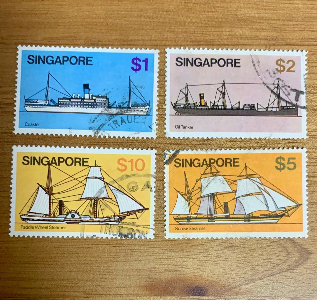 Singapore 1980 ships high value $1 to $10 stamps complete set of 4 ...