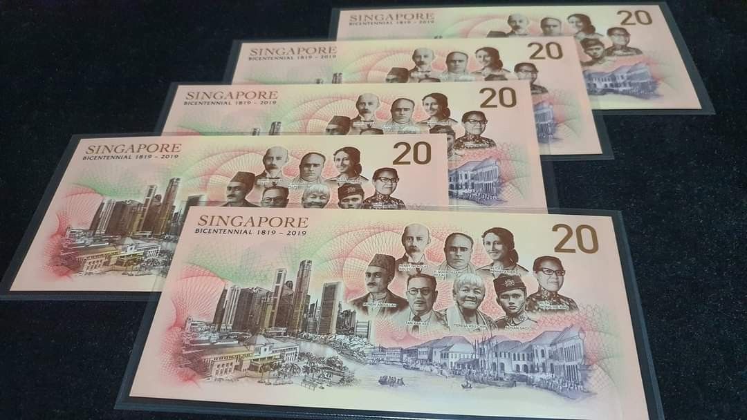 Singapore Bicentennial $20 Dollar Note(Running Number With Folder ...