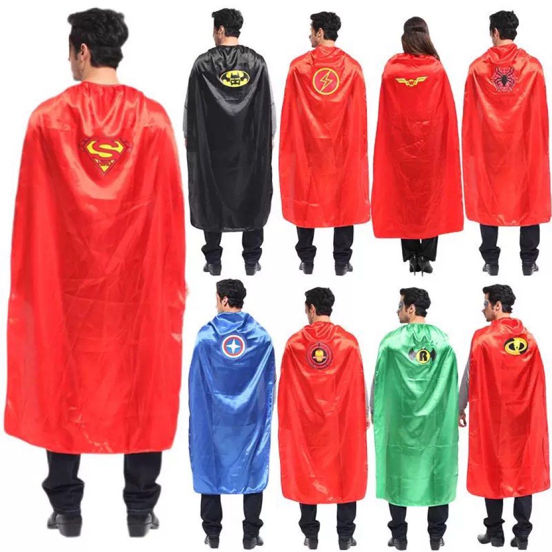 Superhero superman satin cape mask costume cosplay kid adult ...