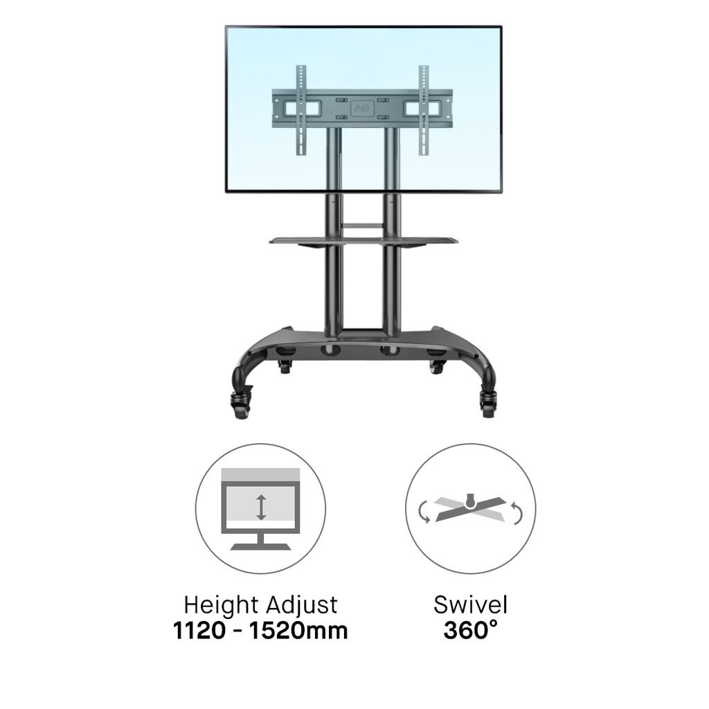 TV Stand, TV Mobile Cart with Wheels - NB North Bayou AVA1500-60-1P for ...