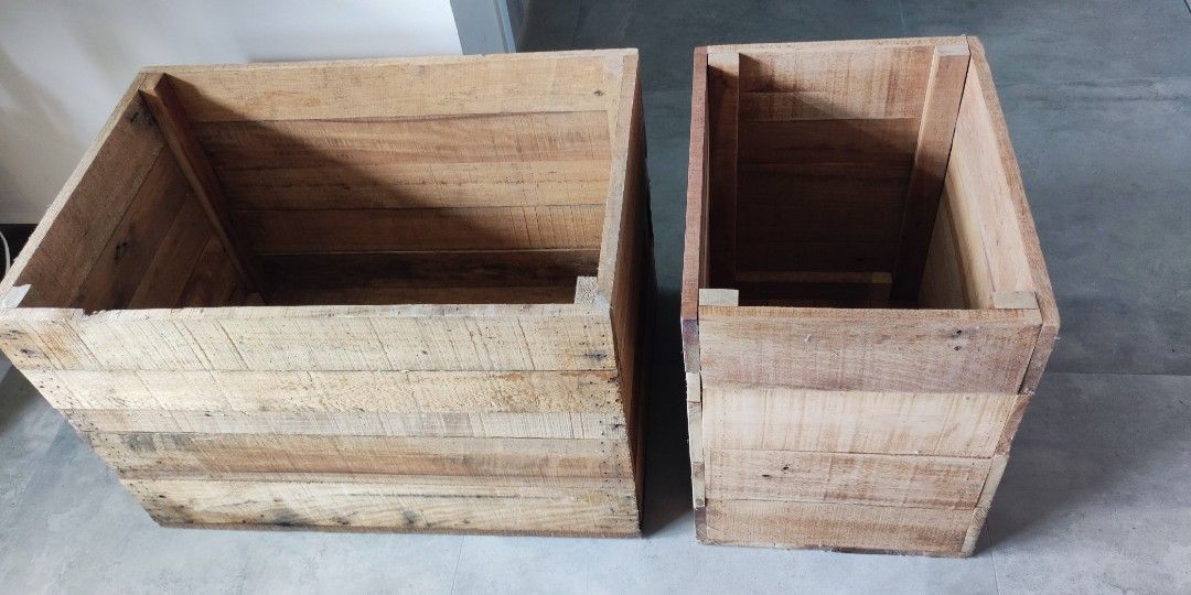 Untreated wooden planter boxes n wine crates, Furniture & Home Living ...