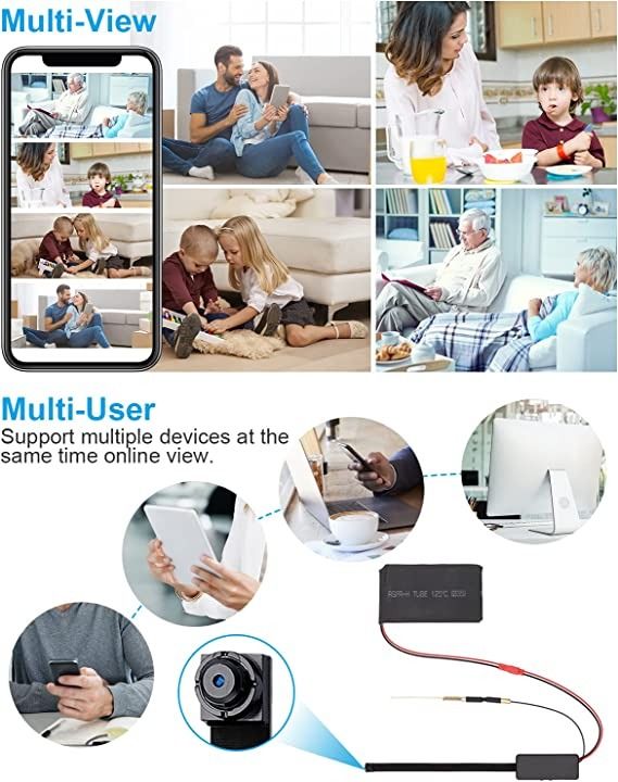 WiFi Pinhole Spy Camera, Full HD 1080P Hidden Camera Wireless Portable ...