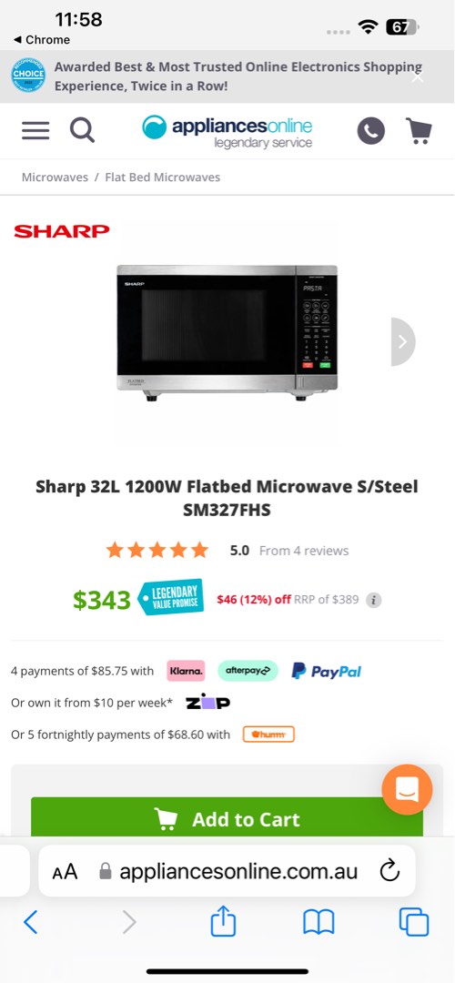 32 L Sharp Inverter Flatbed Microwave Oven ( never used, Furniture ...