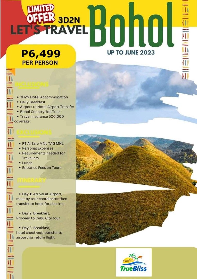 3D2N Bohol Land Arrangement, Tickets & Vouchers, Local Attractions ...