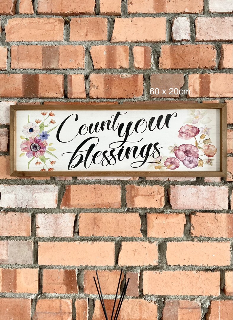 60x20 cm count your blessing wall plaque signage, Furniture & Home ...