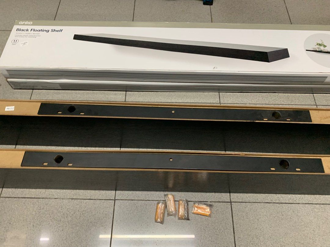 Anko Floating Shelf, 1.1 meter, Black, Shelves, Pair, Furniture & Home ...