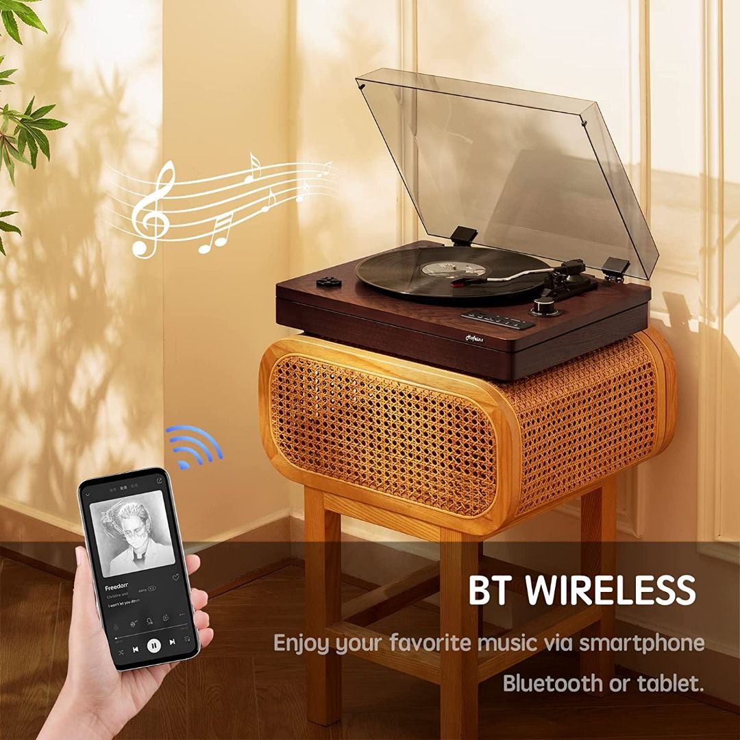 Bluetooth Vinyl Record Player, with Built-in Speakers, Vinyl Record to ...