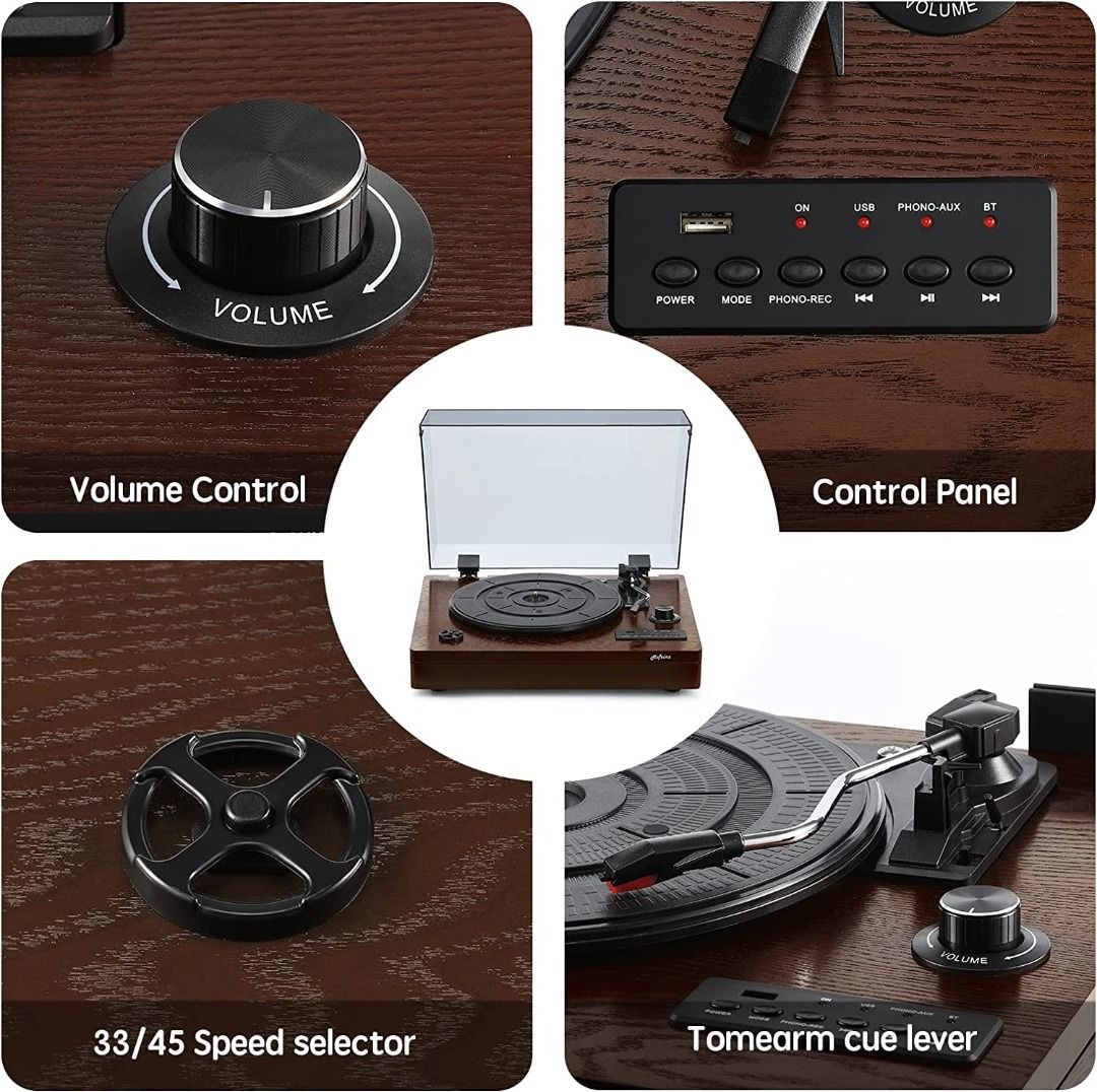 Bluetooth Vinyl Record Player, with Built-in Speakers, Vinyl Record to ...