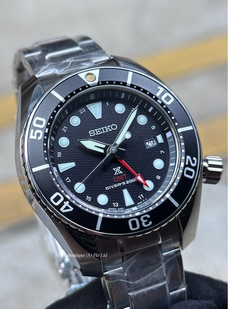Brand New Seiko Prospex Solar Powered GMT Sumo Black Dial SBPK003, Men ...