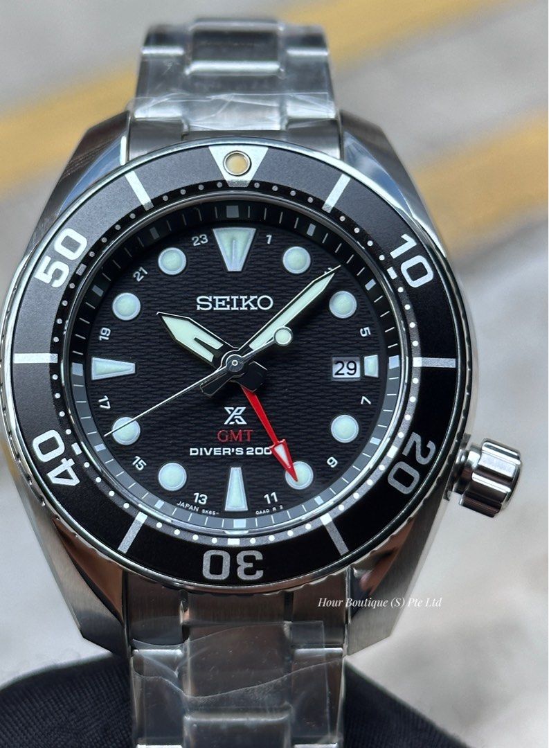 Brand New Seiko Prospex Solar Powered GMT Sumo Black Dial SBPK003, Men ...