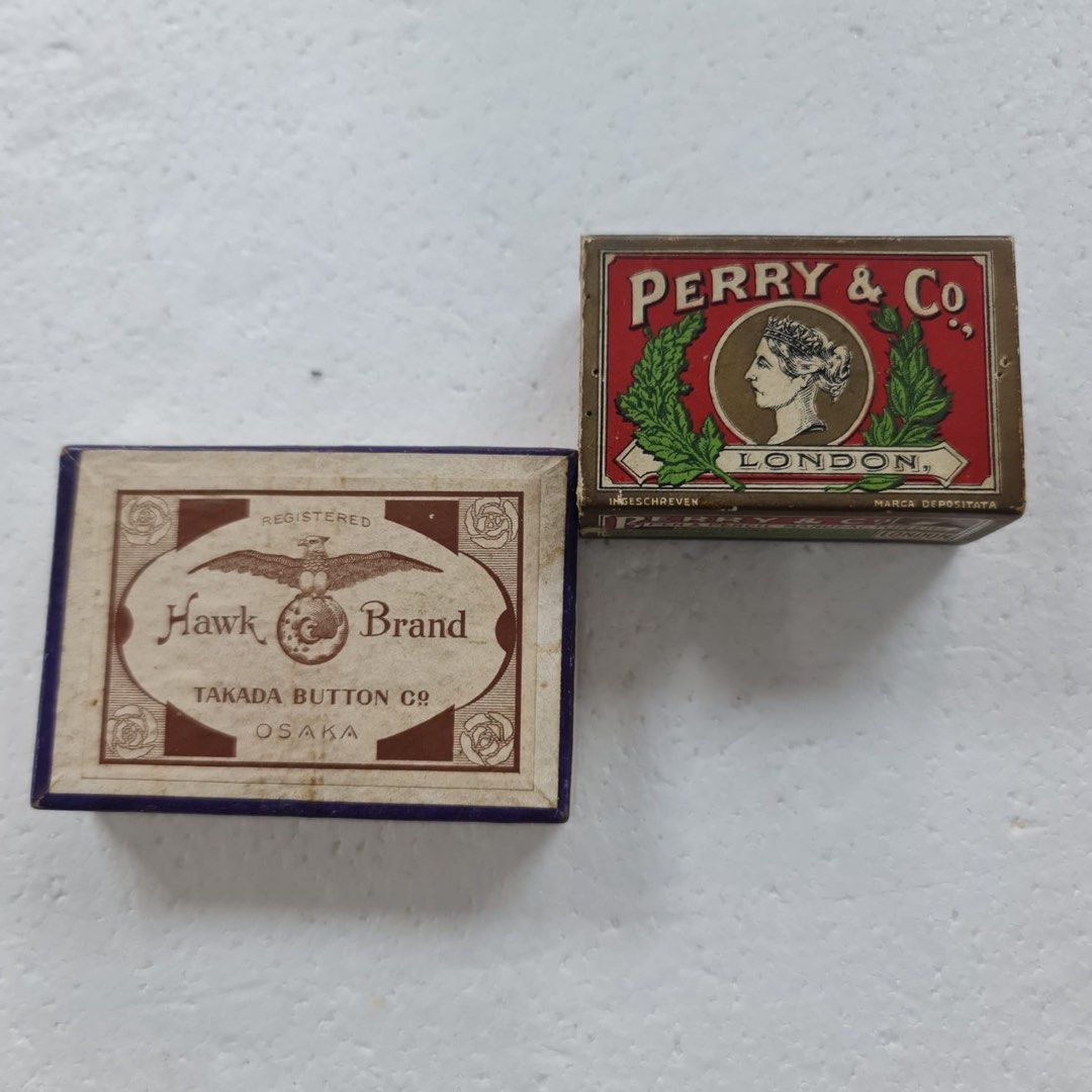 Cardboard boxes Perry&co ladies pen hawk brand buttons osaka, Hobbies ...