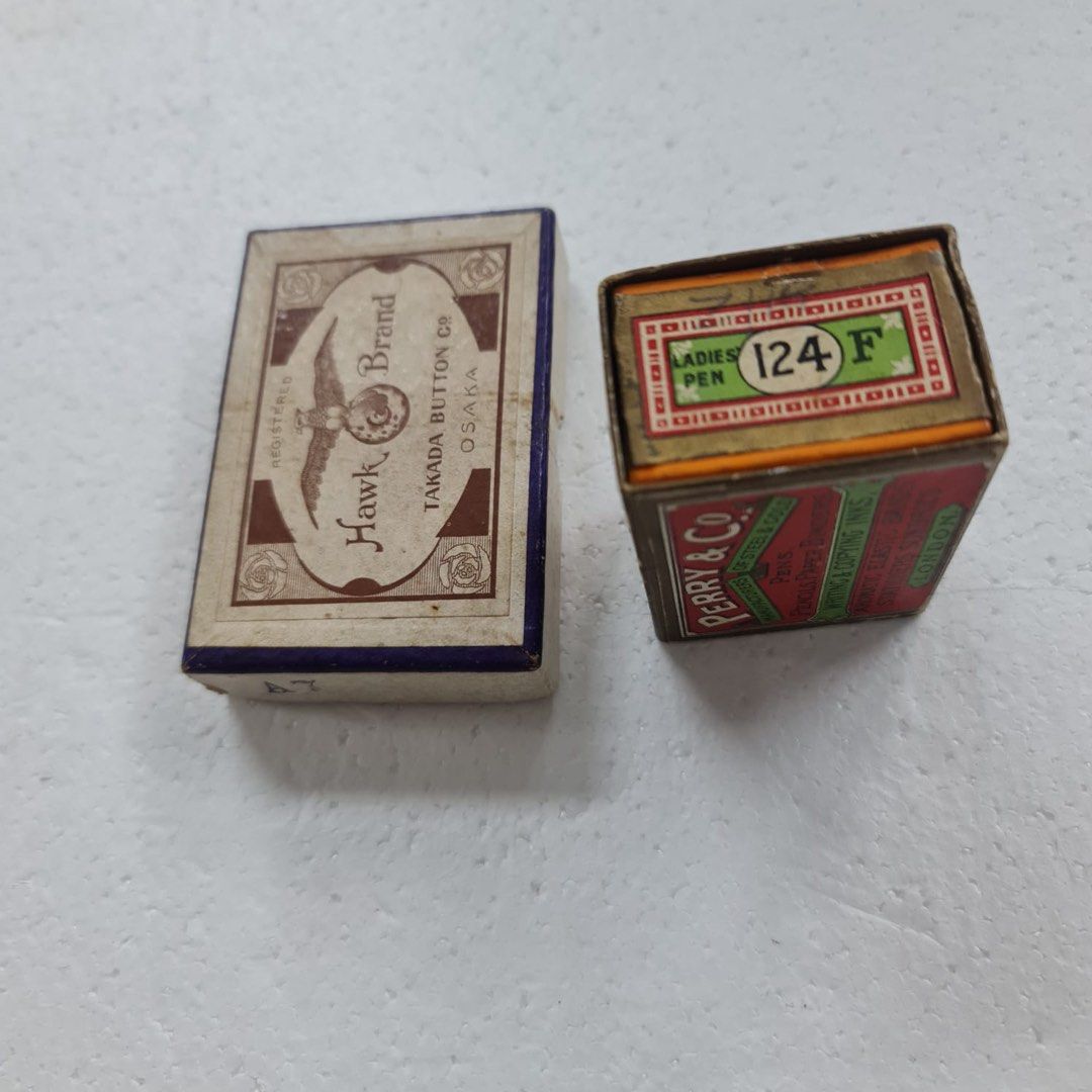 Cardboard boxes Perry&co ladies pen hawk brand buttons osaka, Hobbies ...