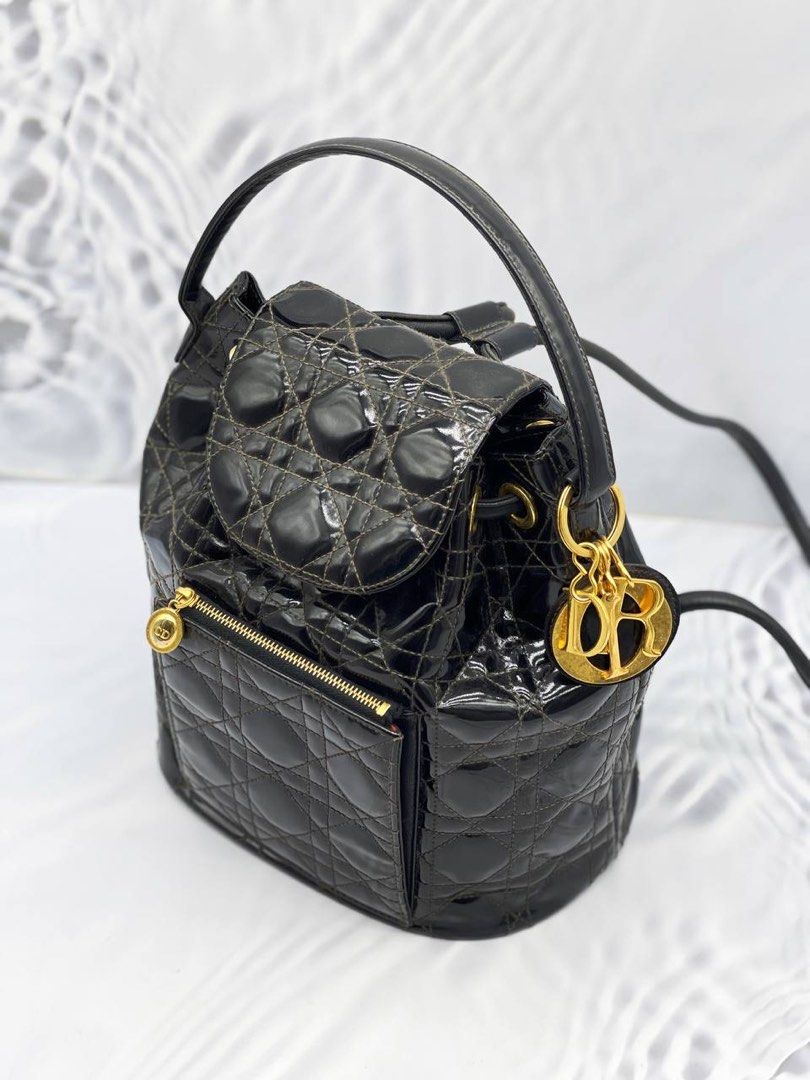 CHRISTIAN DIOR CANNAGE PATENT LEATHER BACKPACK, Luxury, Bags & Wallets ...