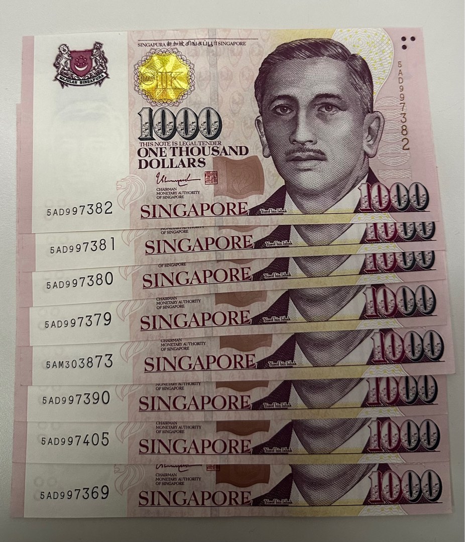 Crispy New 1000 SGD notes, Hobbies & Toys, Memorabilia & Collectibles ...