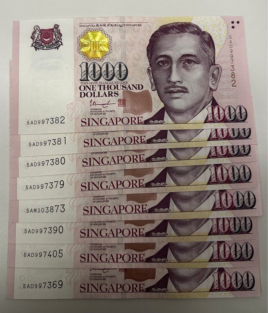 Crispy New 1000 SGD notes, Hobbies & Toys, Memorabilia & Collectibles ...