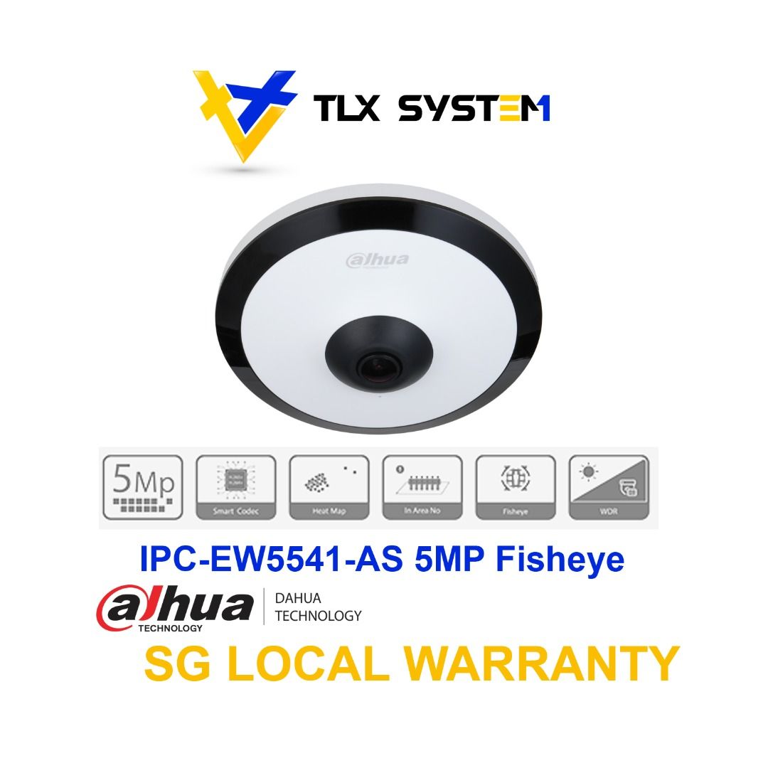 Dahua 5MP WizSense IR Fisheye Network Camera POE Heat Map, Built in microphone, Furniture & Home ...