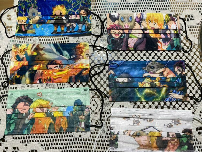 Demon slayer/Kimetsu no yaiba face masks, Health & Nutrition, Face ...