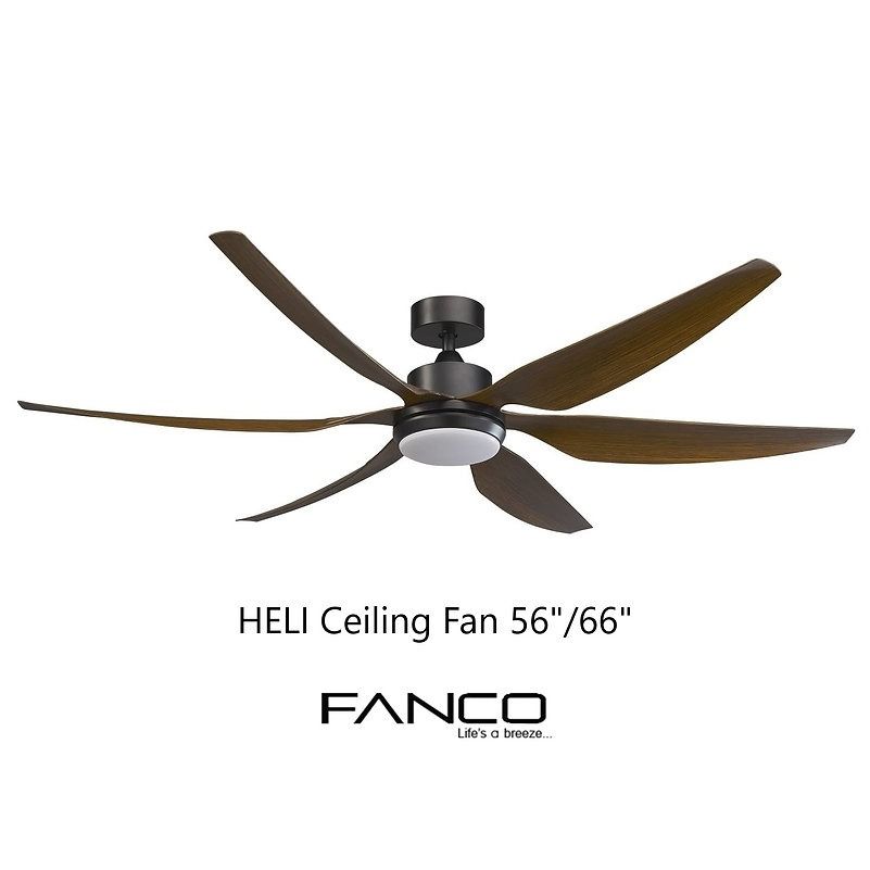 Fanco HELI Ceiling fan in Matt Black / Grey/ Madeira, Furniture & Home ...