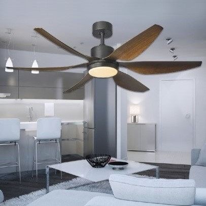 Fanco HELI Ceiling fan in Matt Black / Grey/ Madeira, Furniture & Home ...
