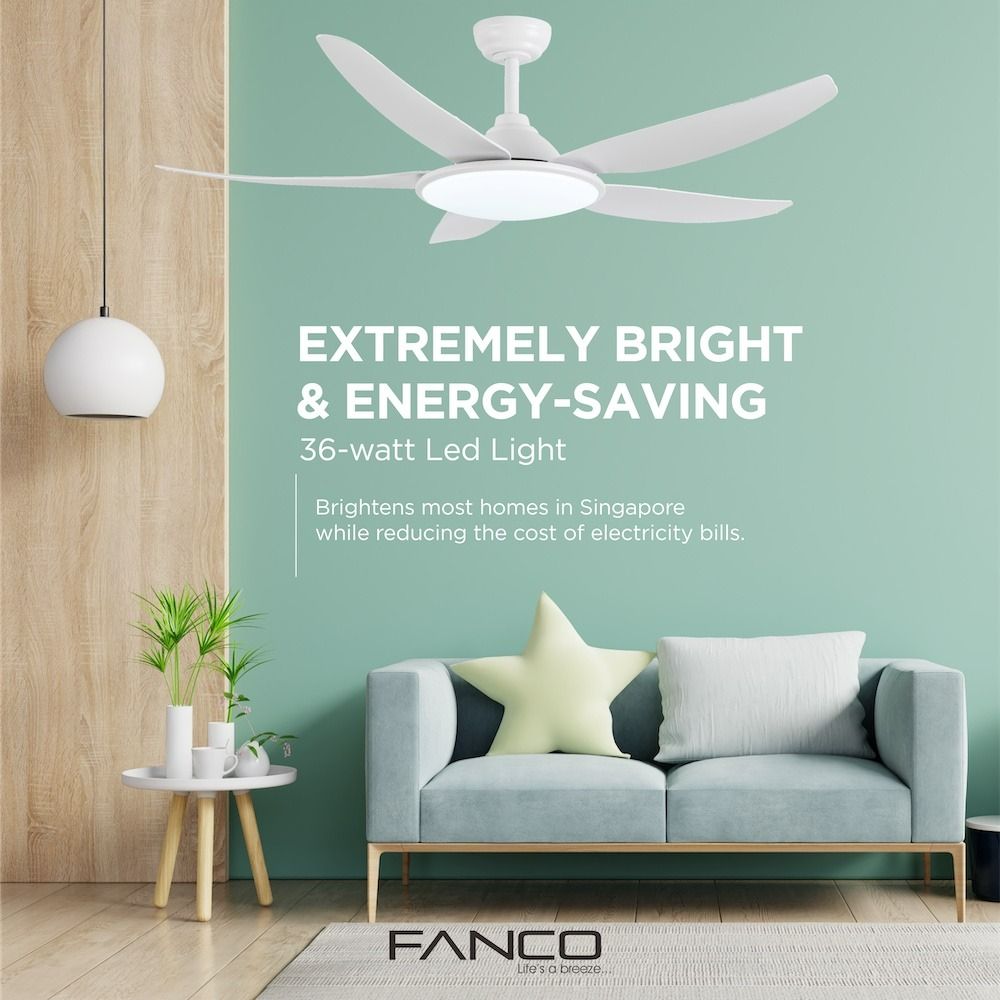 Fanco TRIBUTO Ceiling fan in MBK/ WHITE/WOOD, Furniture & Home Living ...