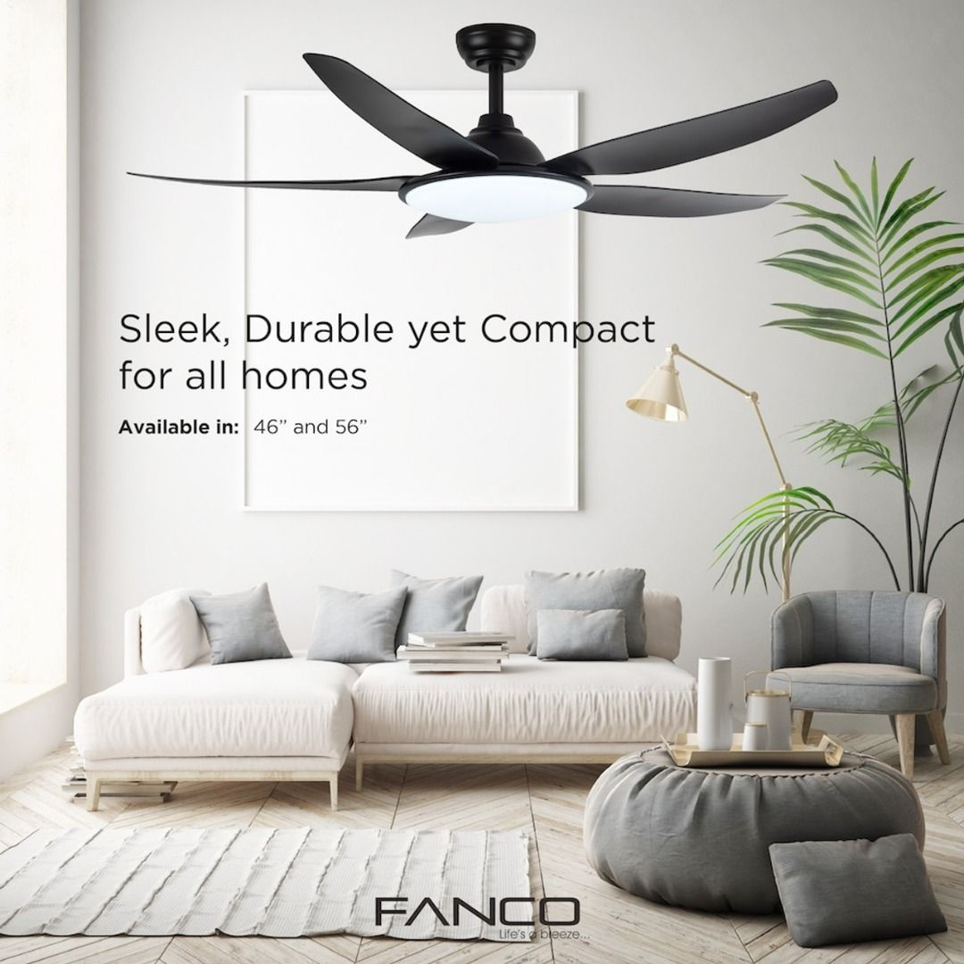 Fanco TRIBUTO Ceiling fan in MBK/ WHITE/WOOD, Furniture & Home Living ...