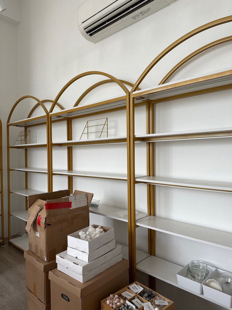 Golden Shelving Display, Furniture & Home Living, Furniture, Shelves ...