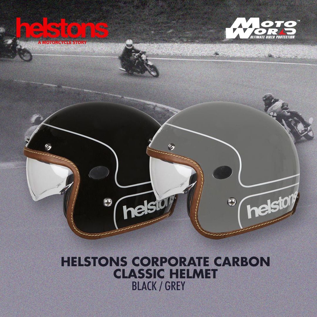 Helstons Carbon Fiber Corporate Retro Classic Cafe Racer Vintage Open ...
